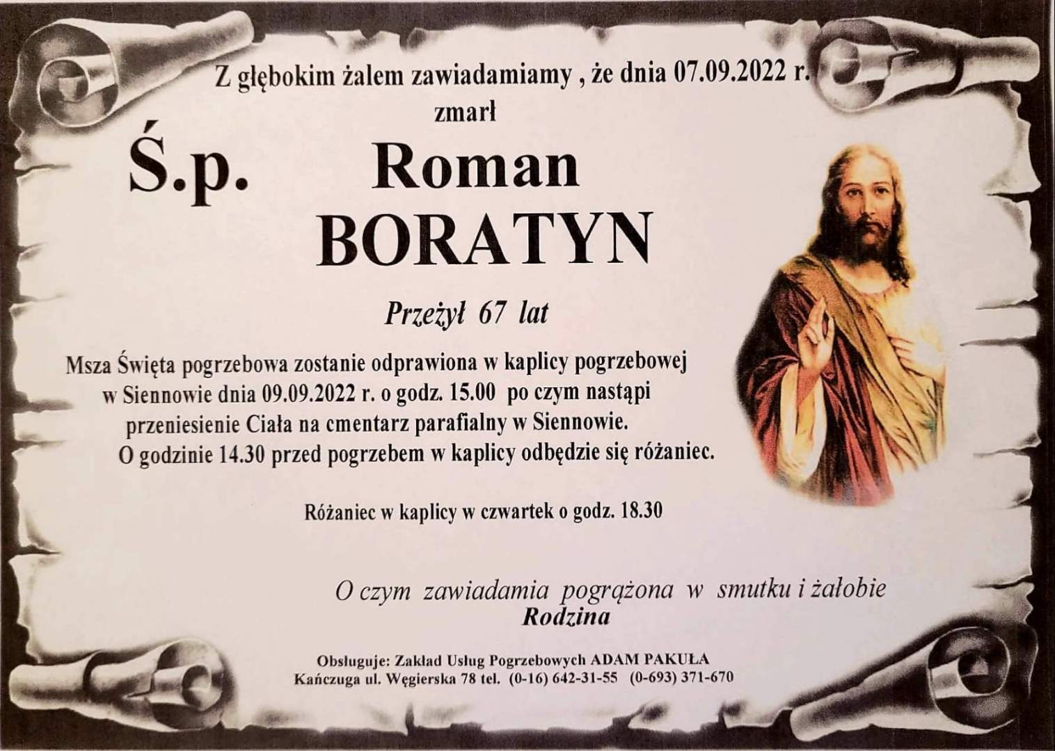 Z głębokim żalem zawiadamiamy, że dnia 07.09.2022 r. zmarł Ś.p. kol ...